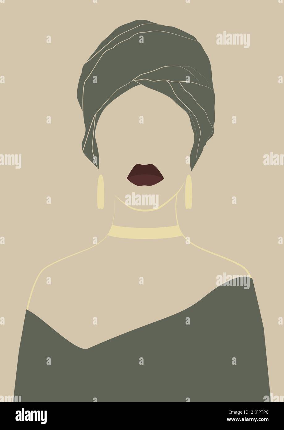 African faceless woman modern illustration poster Stock Vector Image ...