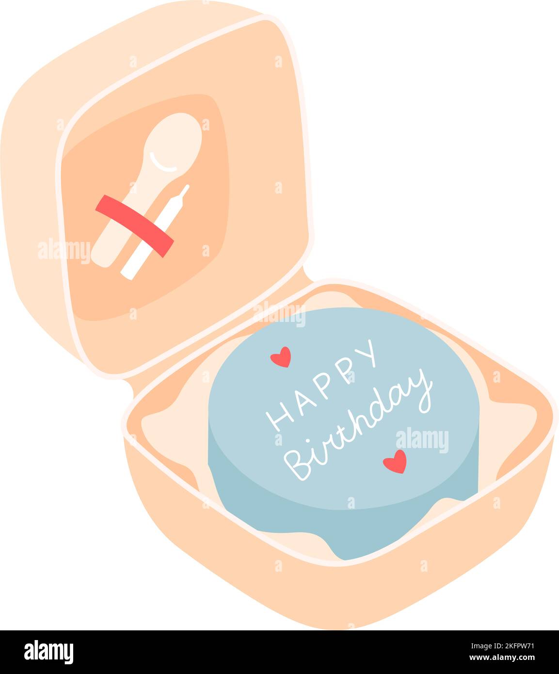 Birthday bento cake in a package with celebration candle and spoon ...