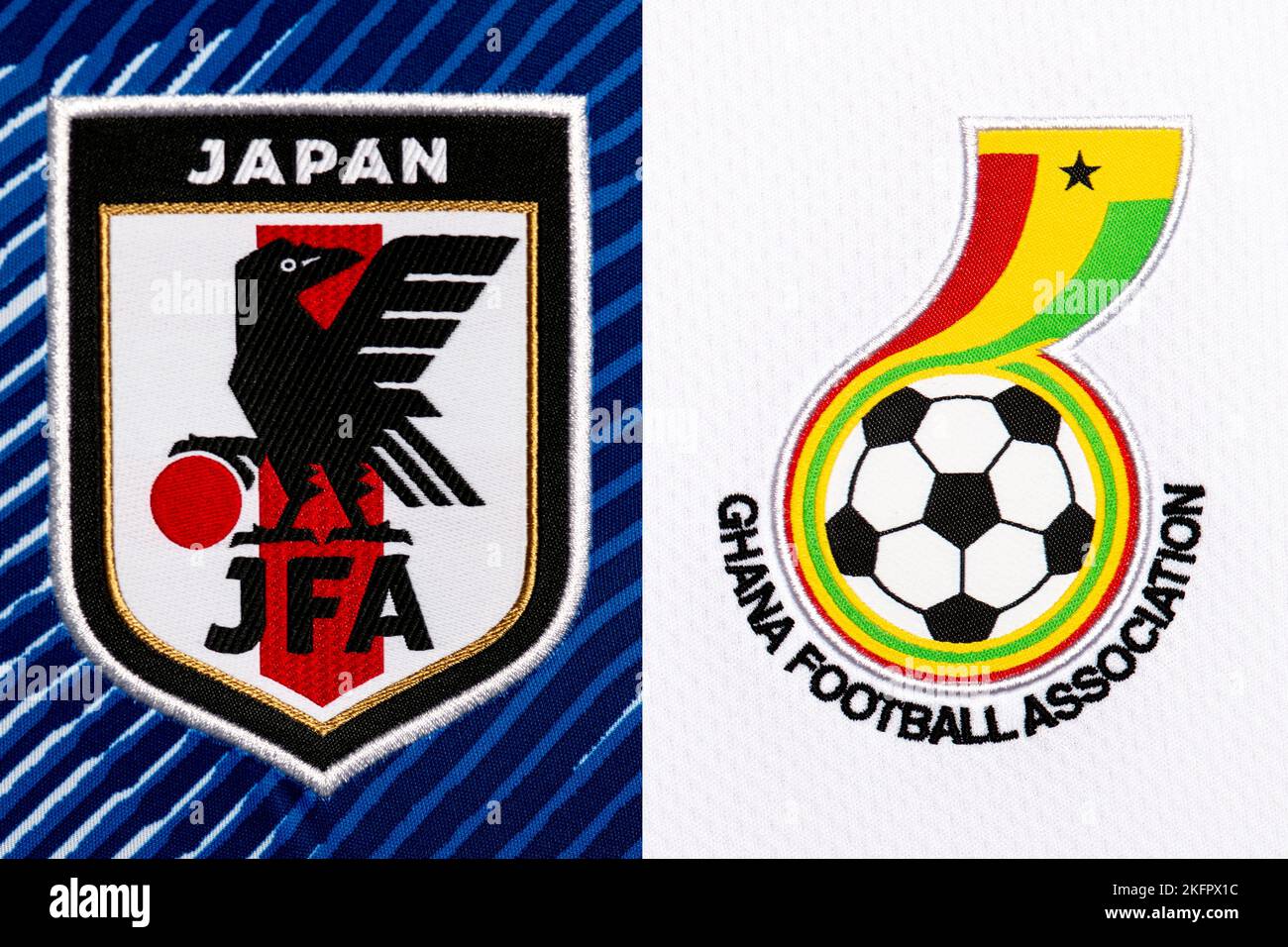 Close up of National Football team crest on home kit. FIFA World Cup ...