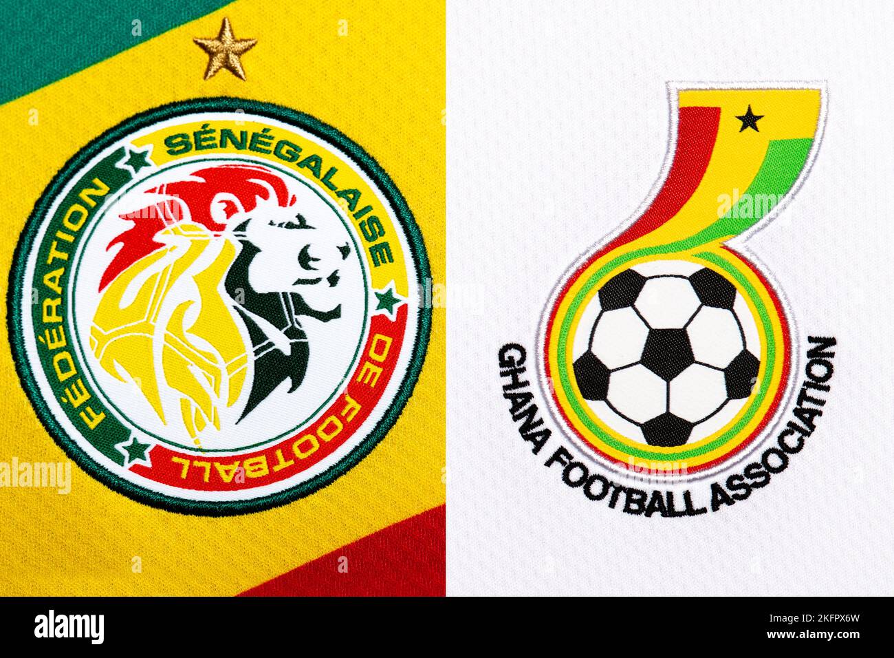 Close up of National Football team crest on home kit. FIFA World Cup ...