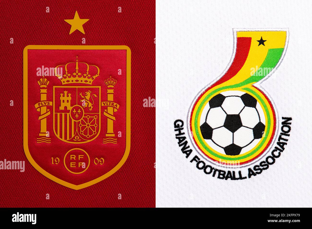 Close up of National Football team crest on home kit. FIFA World Cup ...
