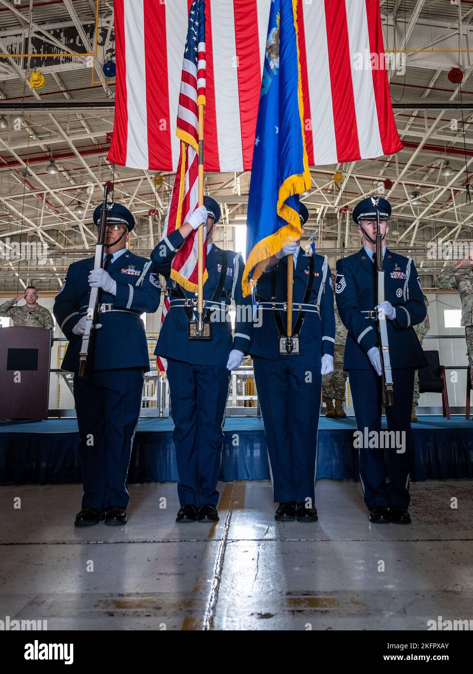 U.S. Air Force Airmen with the 914th Honor Guard participate in an ...