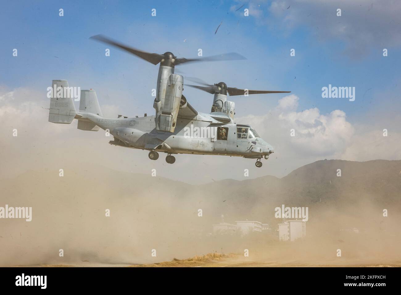 A U.S. Marine Corps MV-22B Osprey assigned to Marine Medium Tiltrotor ...