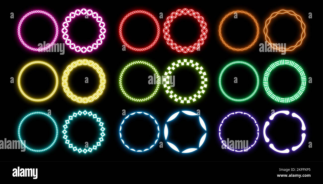 Neon signboard label set Stock Photo - Alamy