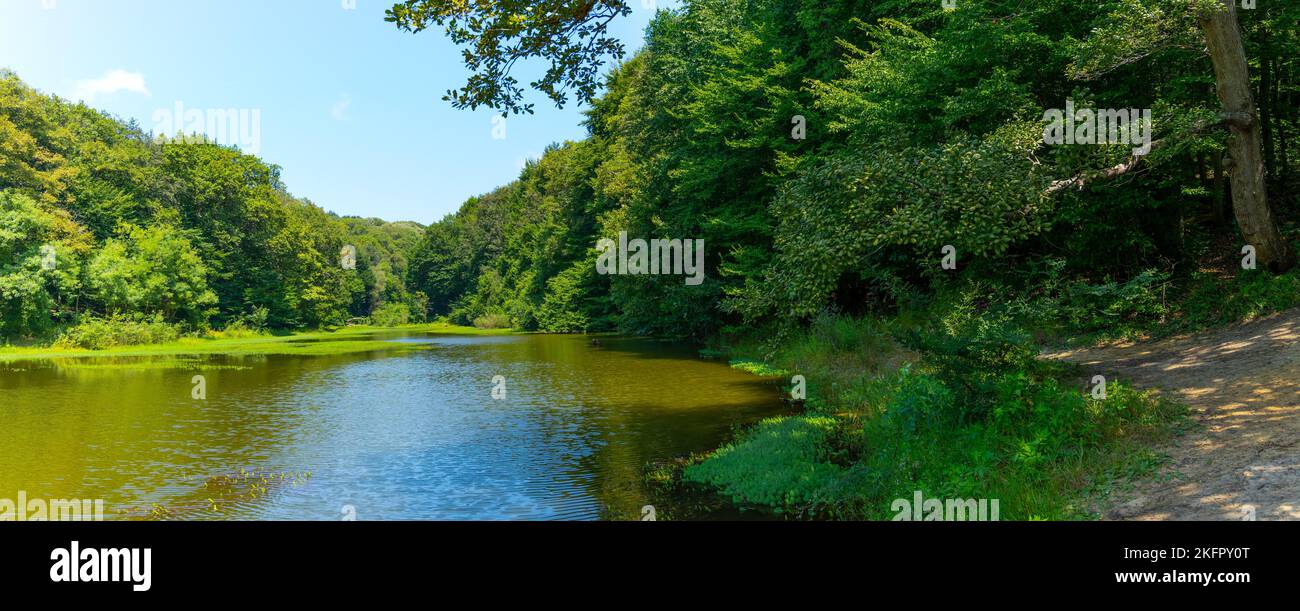 A panoramic of the Valide Sultan pond in Belgrade forest in Istanbul ...