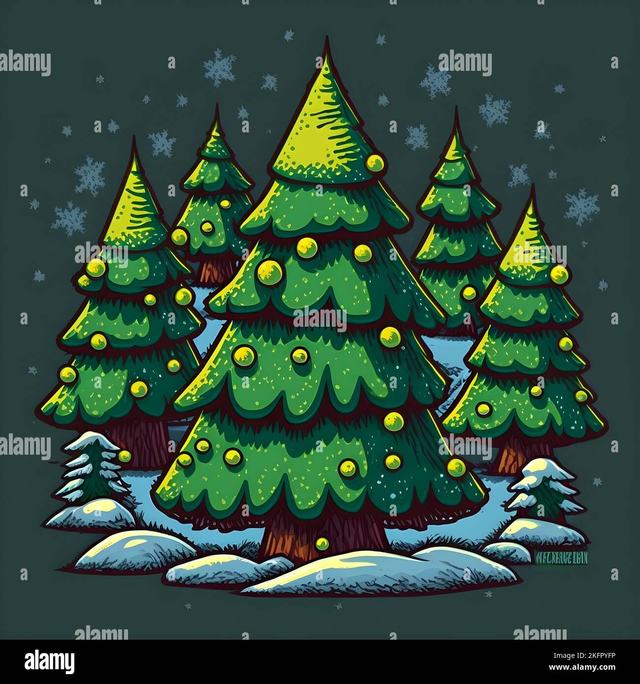 Cartoon snow trees hi-res stock photography and images - Alamy