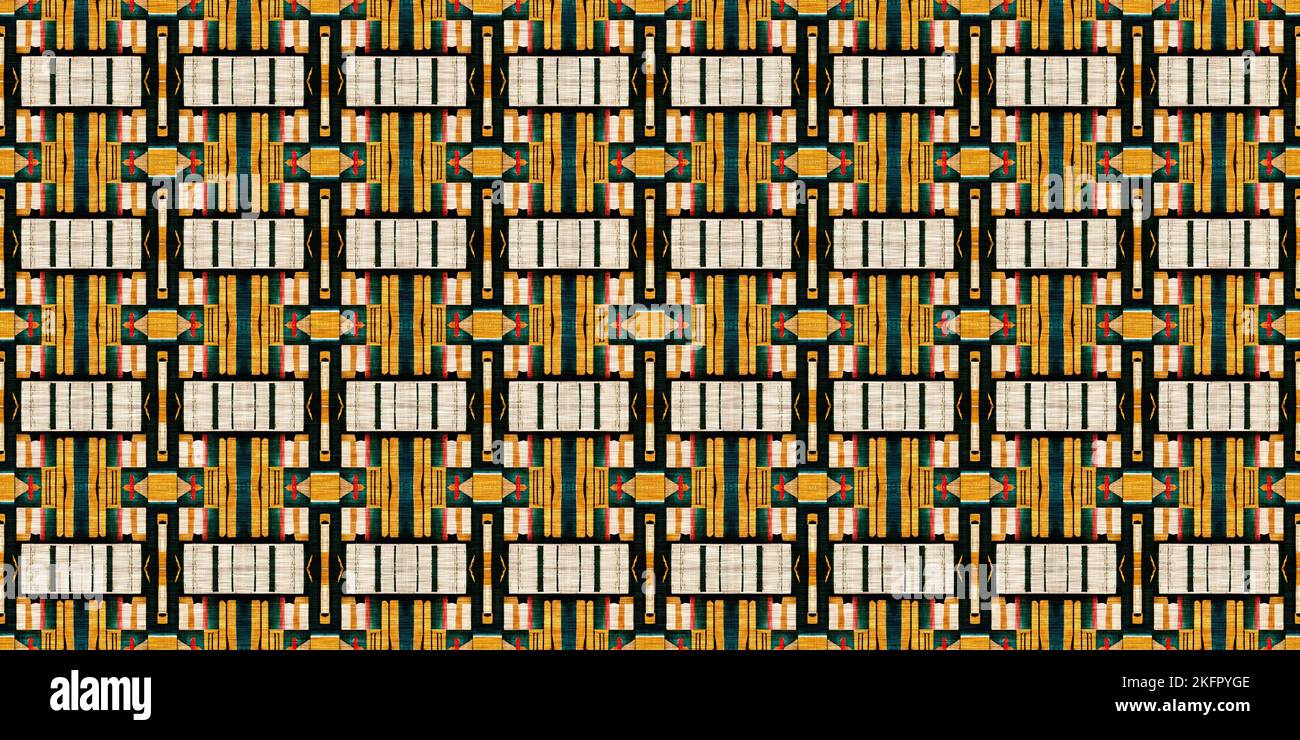 Traditional tile mosaic seamless border pattern print. Fabric effect ...