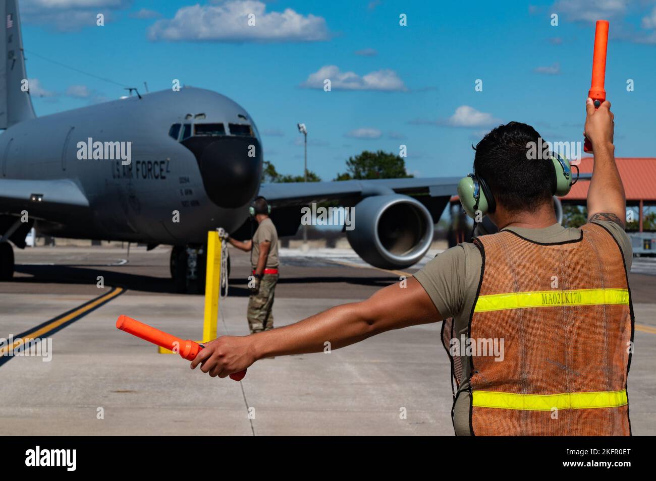 U.S. Air Force Airman 1st Class Francisco Garcia, a crew chief assigned ...