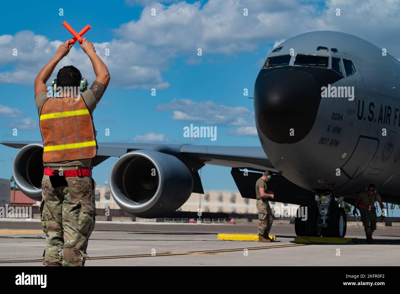 U.S. Air Force Airman 1st Class Francisco Garcia, a crew chief assigned ...