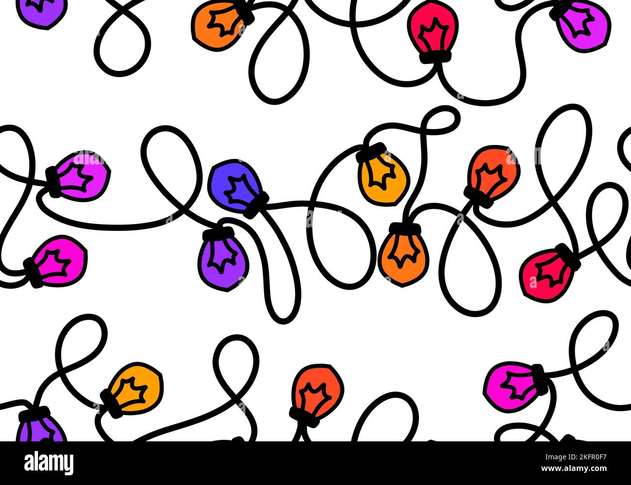 Winter illumination seamless light bulbs cartoon snowflakes pattern for ...