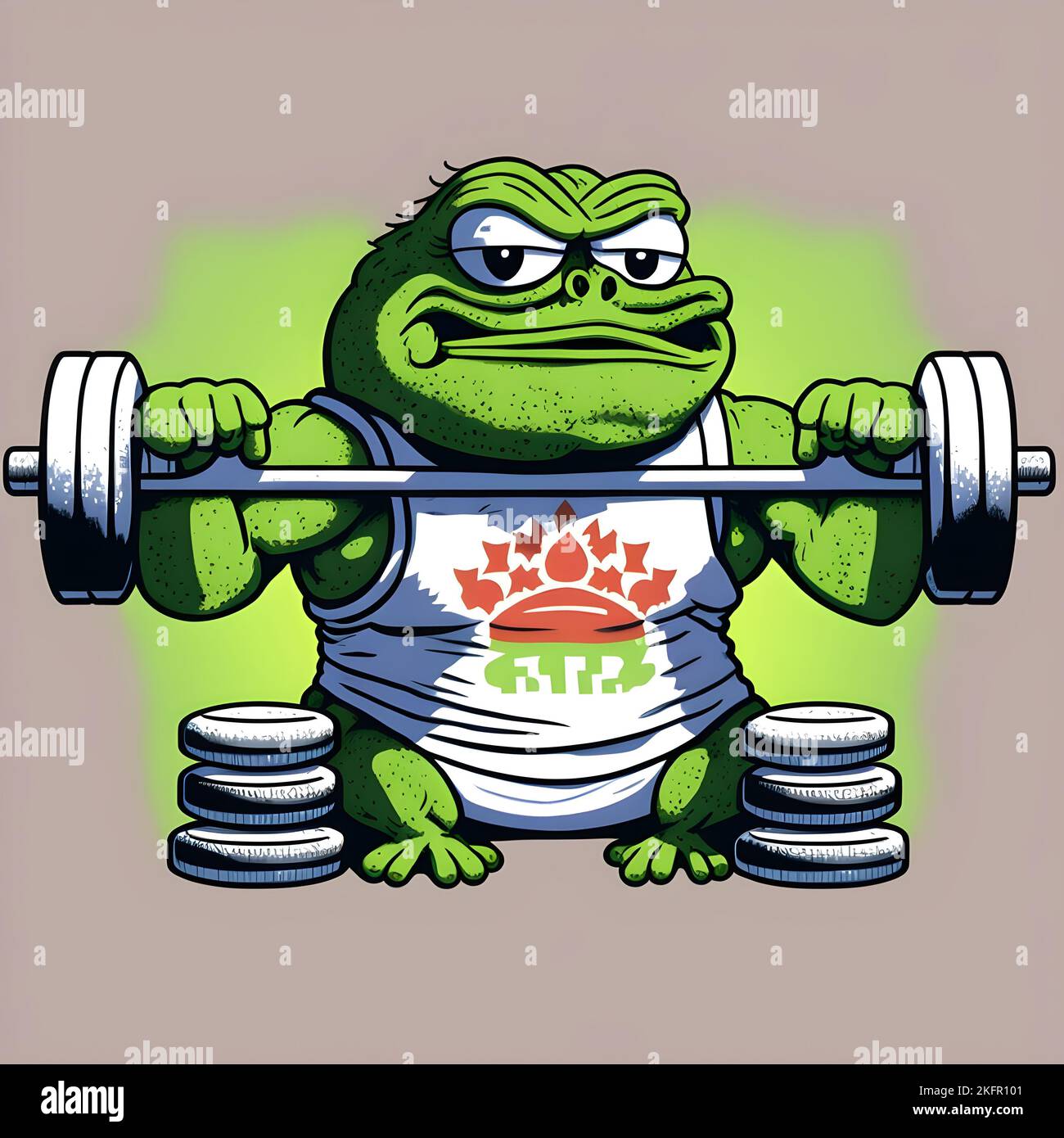 A green frog lifting weights Stock Photo - Alamy