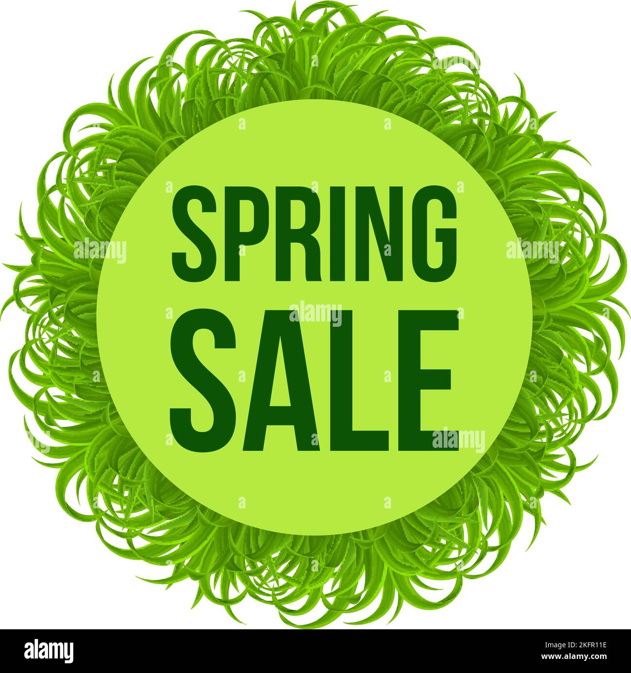 Spring Sale Inscription with Circle Frame Made of Grass. Illustration ...