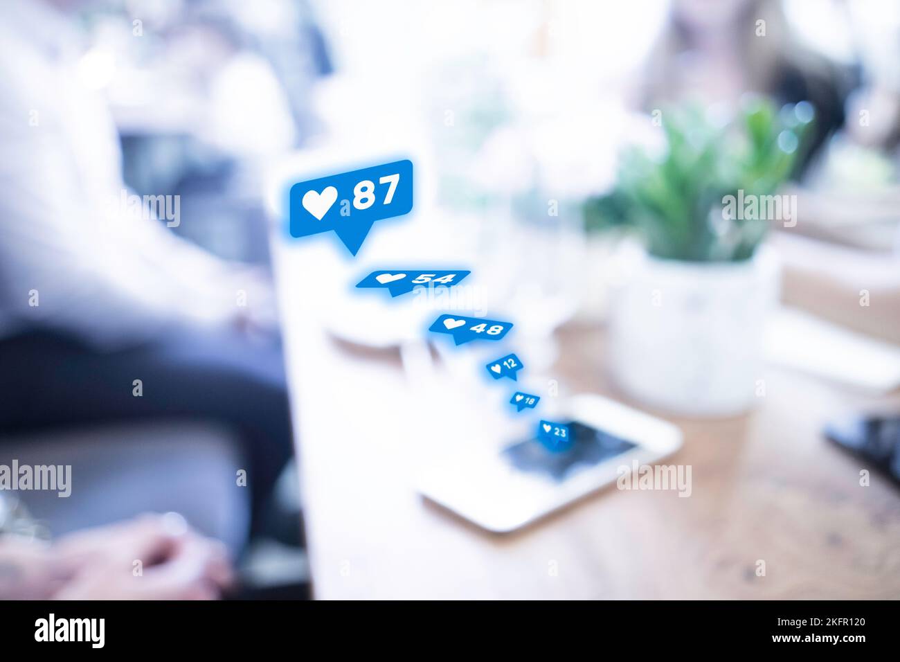 Social media and Marketing virtual icons screen concept. phone ...