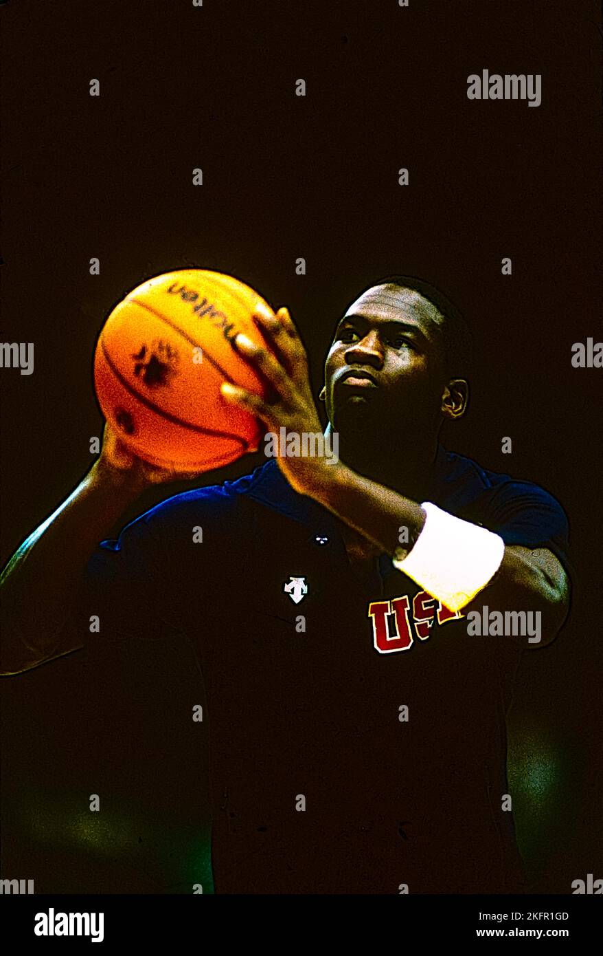 Michael Jordan (USA) competing at the 1984 Olympic Summer Games Stock ...