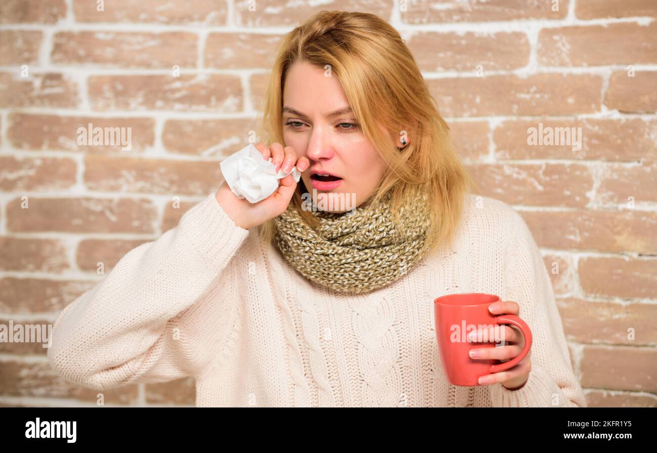 Cold and flu remedies. Remedies should help beat cold fast. Woman feels ...