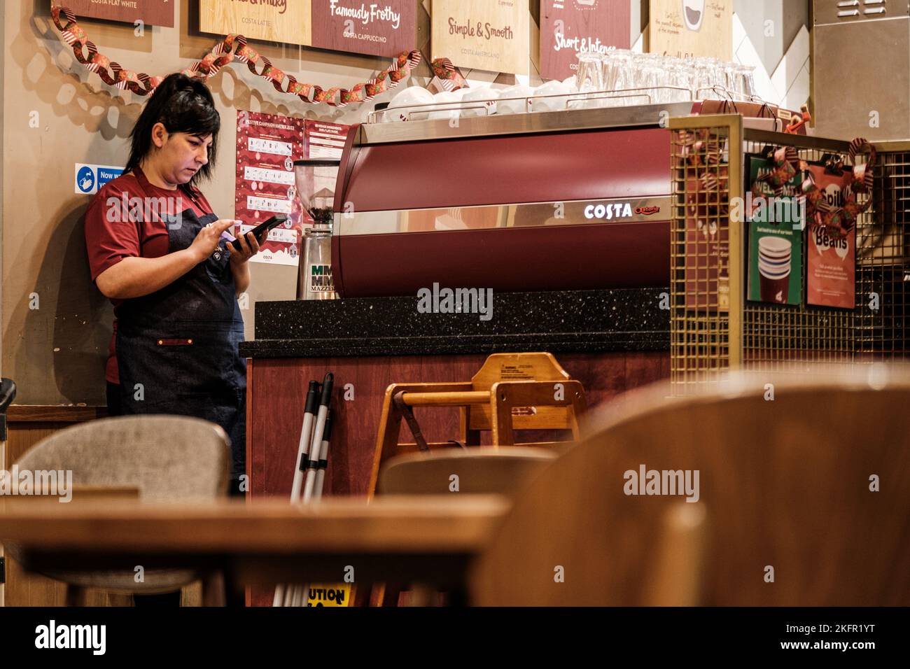 Epsom, Surrey, London UK, November 19 2022, Woman Female Waitress ...