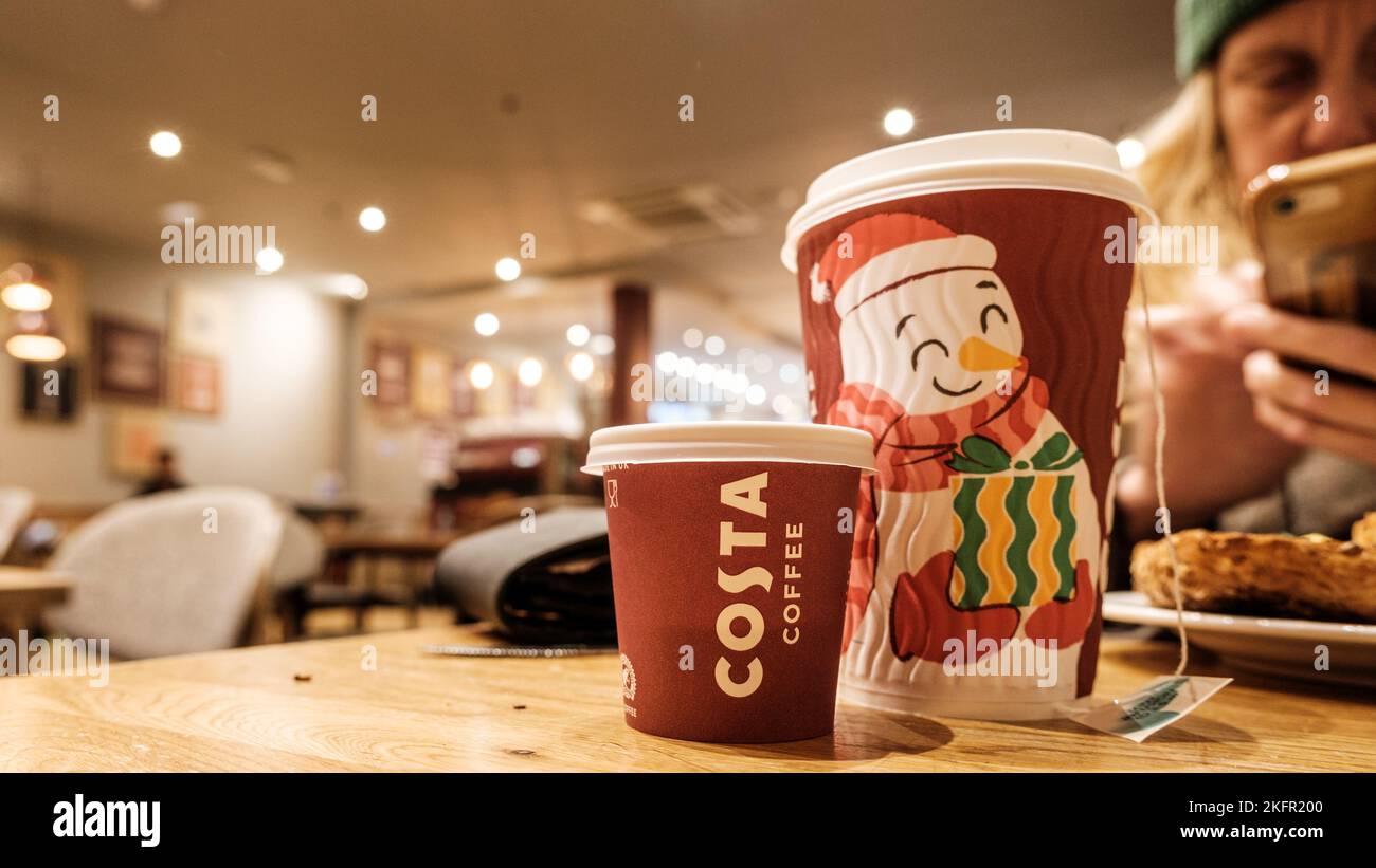 Epsom, Surrey, London UK, November 19 2022, Woman Sitting Alone in A ...