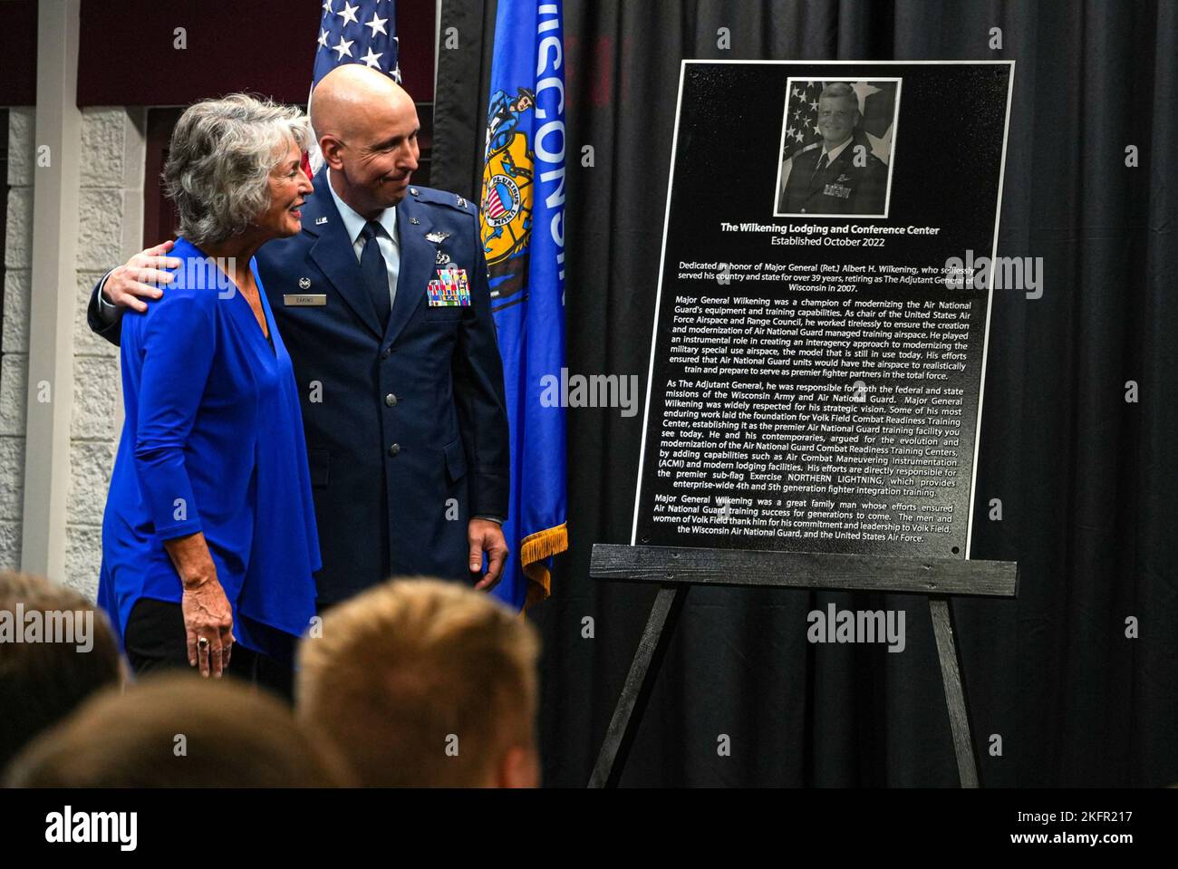 Pat Wilkening and Col. Matthew Eakins, commander of Volk Field Combat ...