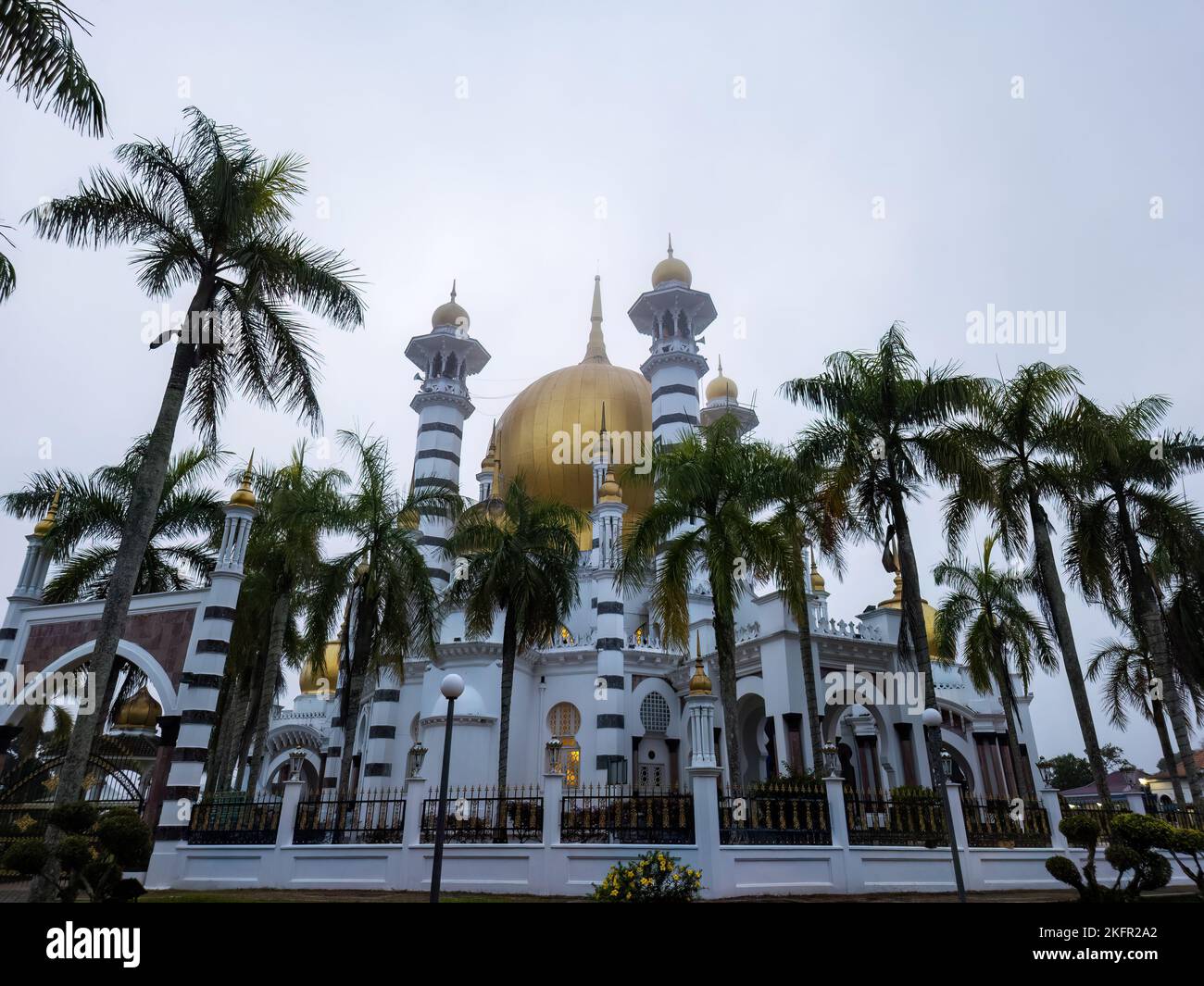 Low angle view of the Ubudiah Mosque at Kuala Kangsar, Perak, Malaysia ...