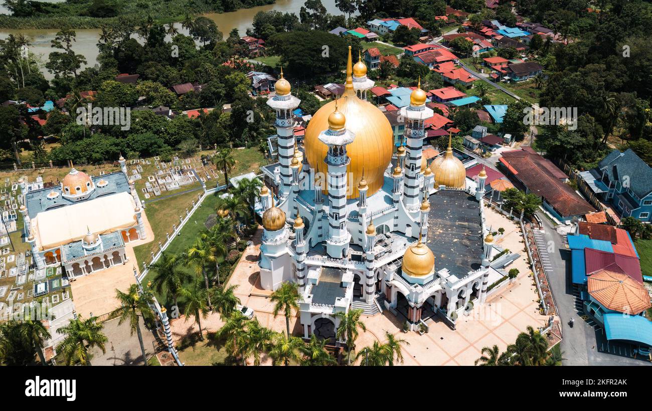 Aerial view of the Ubudiah Mosque at Kuala Kangsar, Perak, Malaysia ...