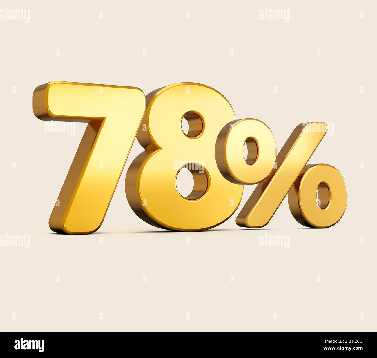 A 3d illustration of golden number 78 percent isolated on beige ...
