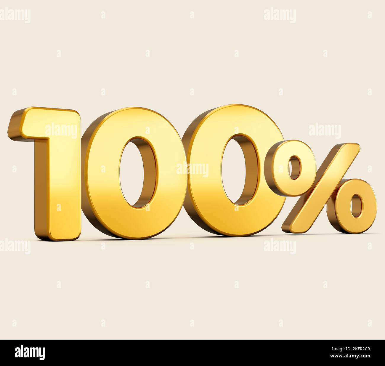 A 3d illustration of golden number 100 percent isolated on beige ...