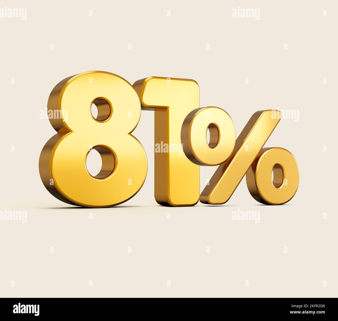 A 3d illustration of golden number 81 percent isolated on beige ...