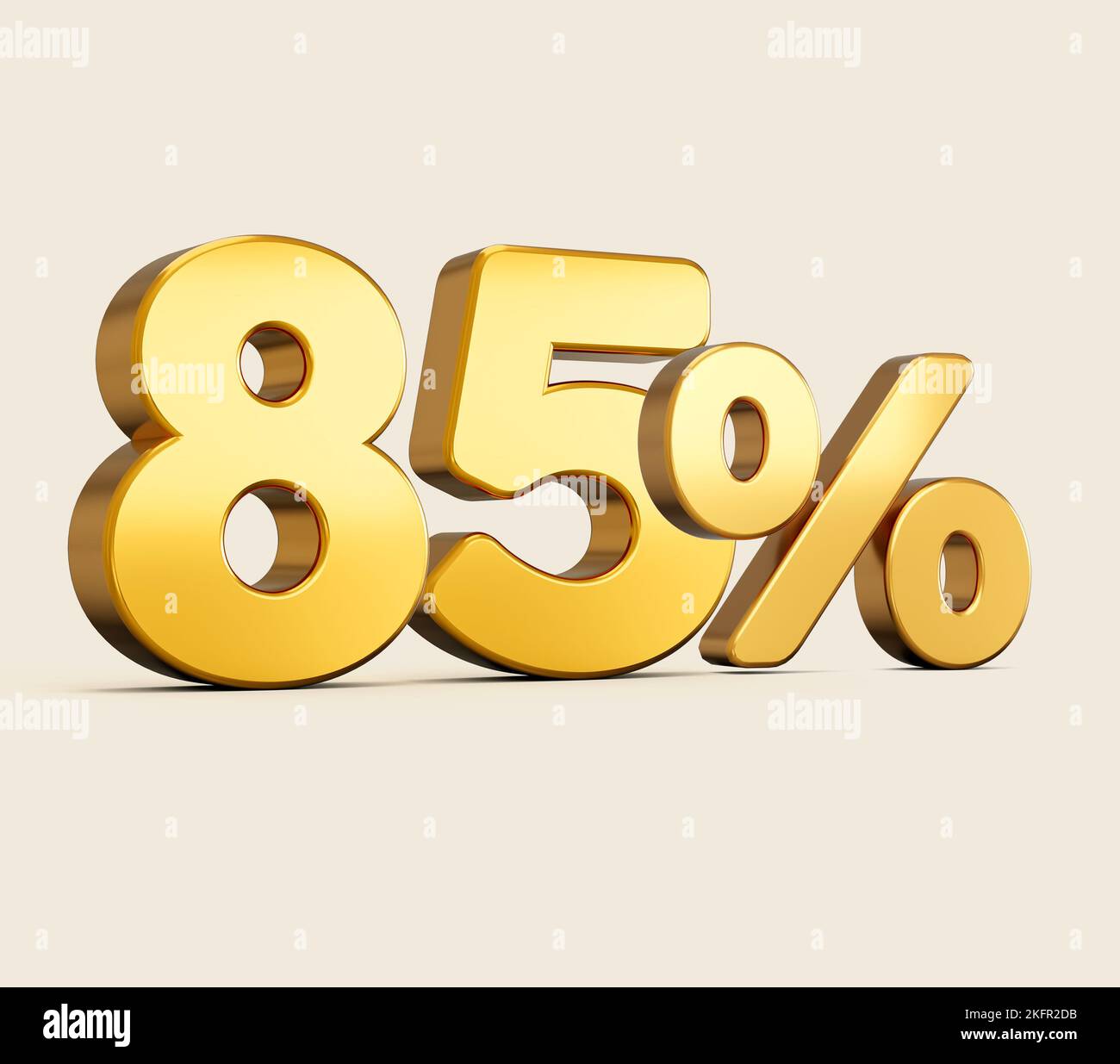 A 3d illustration of golden number 85 percent isolated on beige background with shadow Stock ...