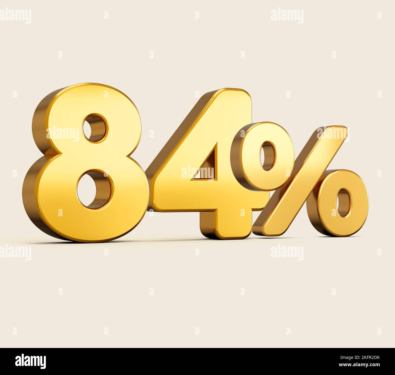 A 3d illustration of golden number 84 percent isolated on beige ...