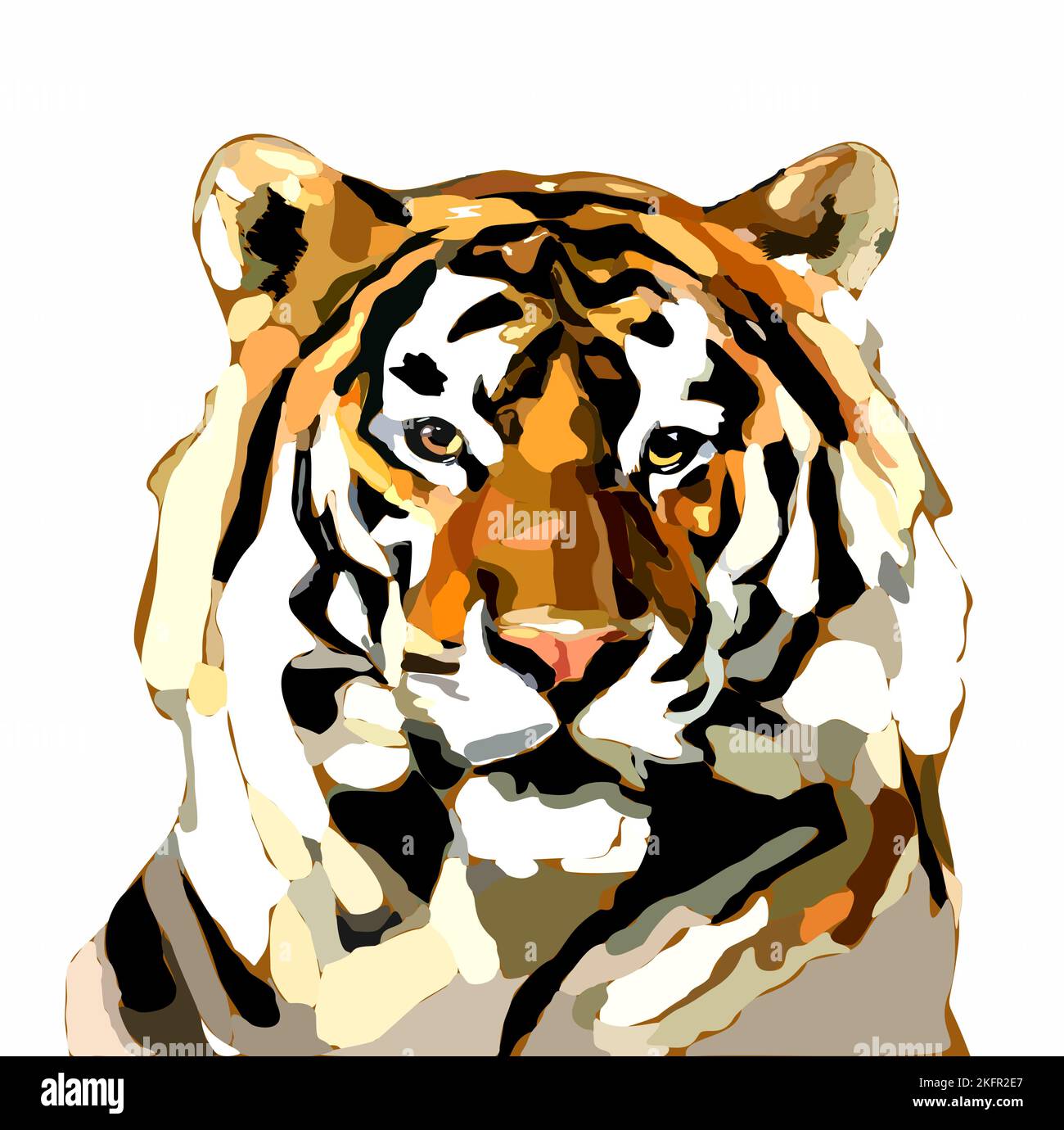 A graphic tiger isolated on white background Stock Vector Image & Art ...