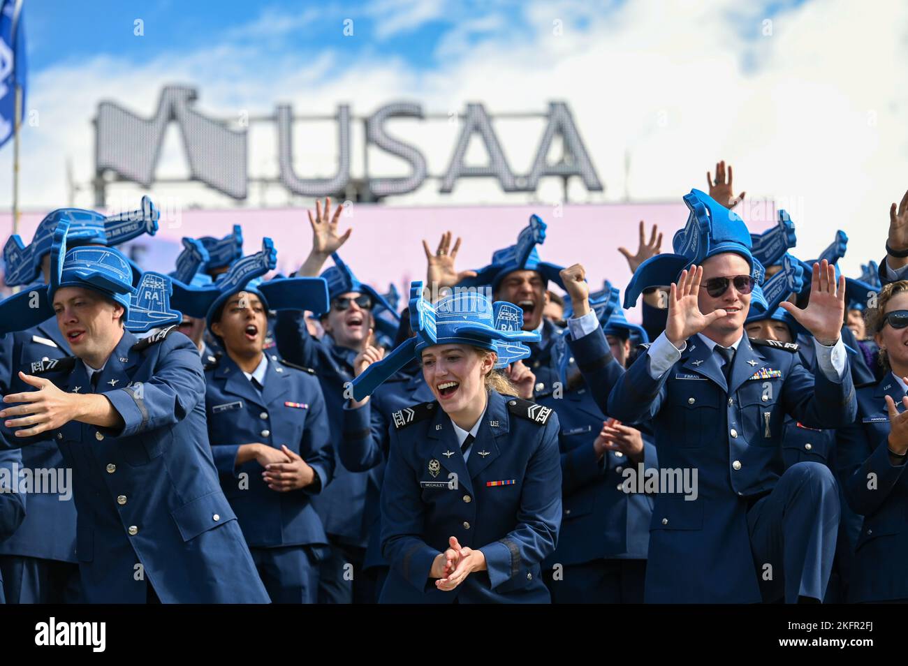 U.S. Air Force Academy cadets cheer on the academy’s football team, October 1st, 2022, at USAFA ...