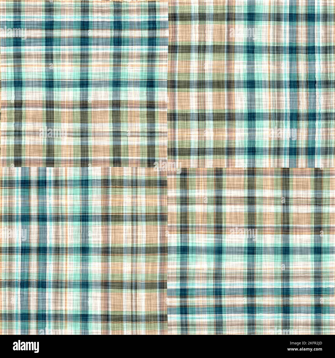 Teal rustic coastal beach house check fabric tile. Seamless sailor ...