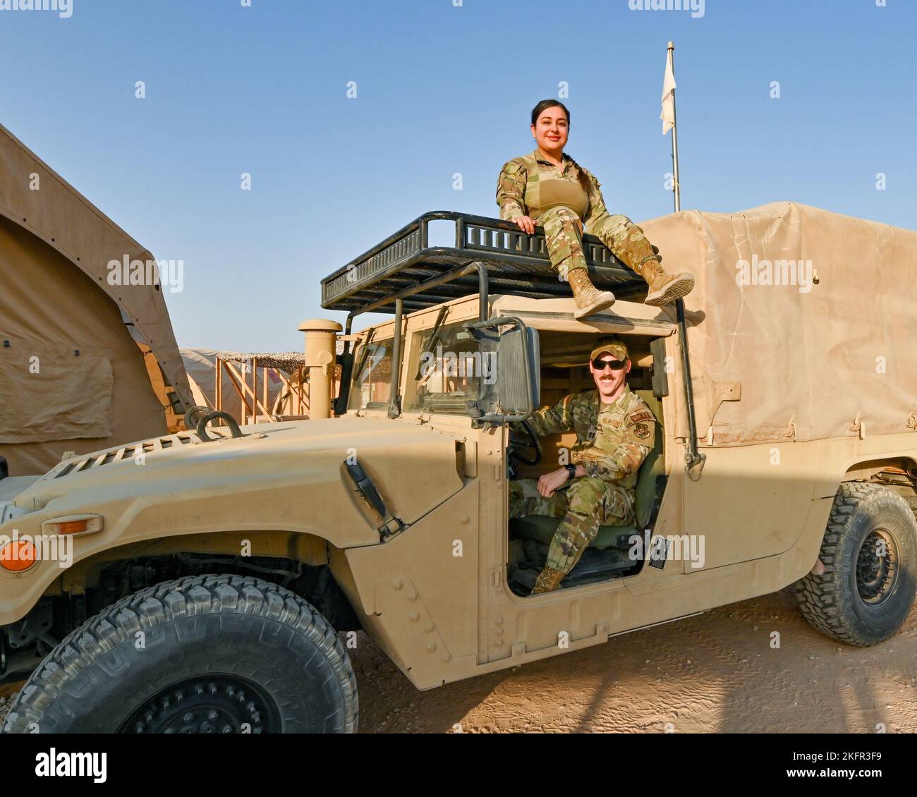 U.S. Airmen assigned to the 378th Expeditionary Medical Squadron, pose ...