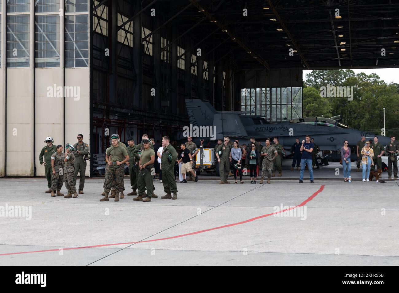 U.S. Marines and families with Marine Fighter Attack Squadron (VMFA ...