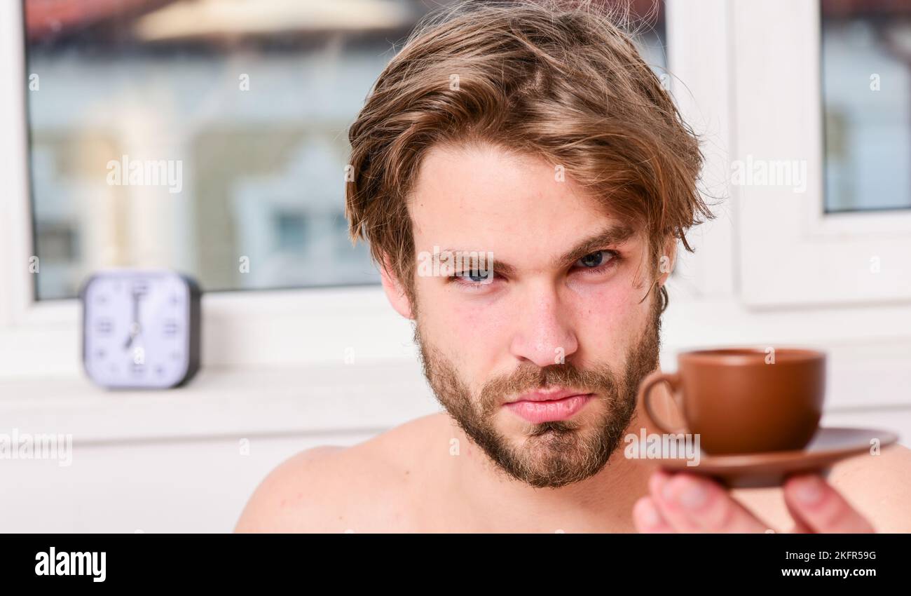 Best time to have your cup of coffee. Every morning with his coffee ...