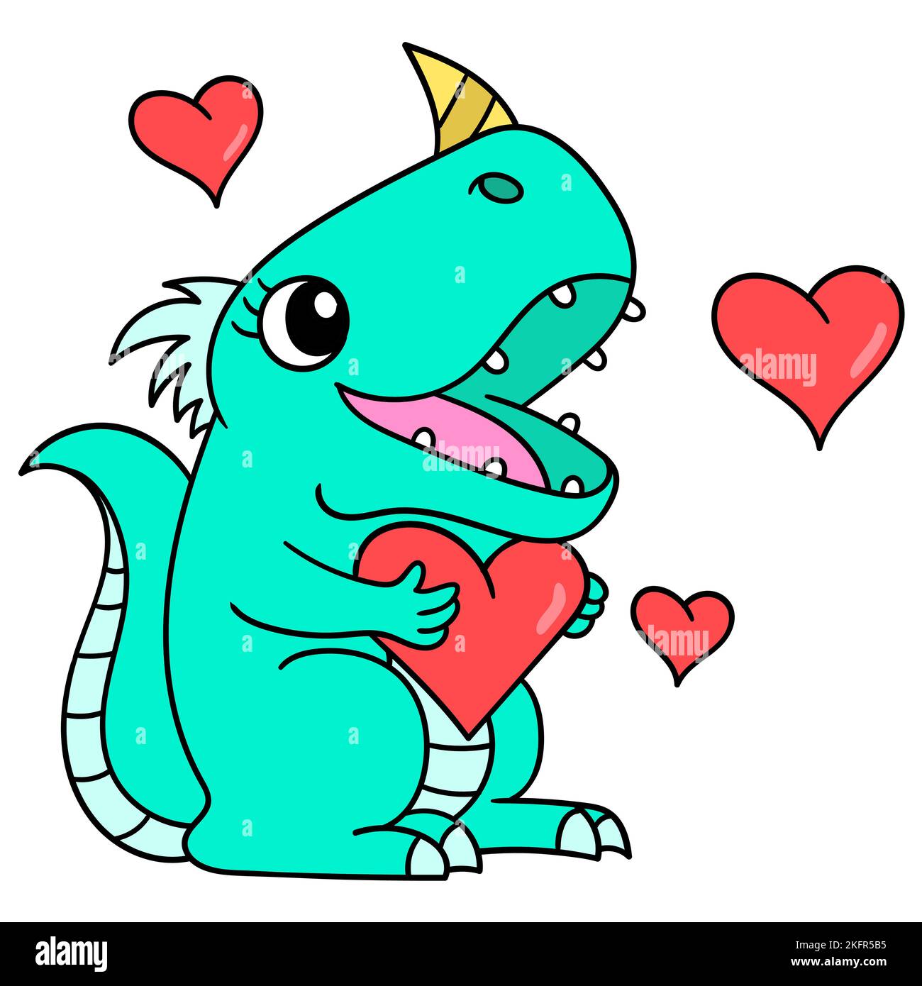 A vector illustration of a cute dinosaur in love Stock Vector Image ...