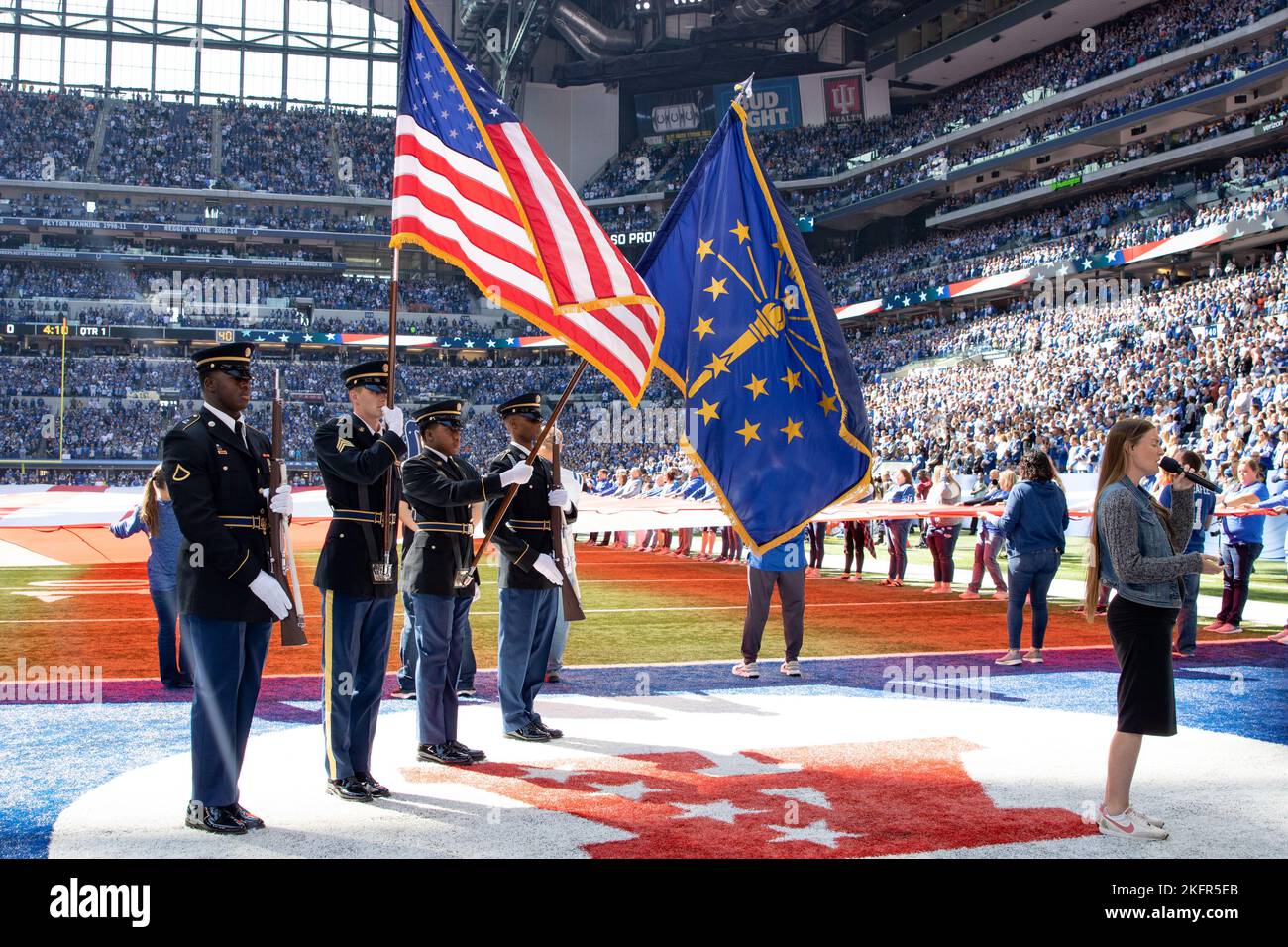 Indiana Army National Guard Honor Guard soldiers present national and ...