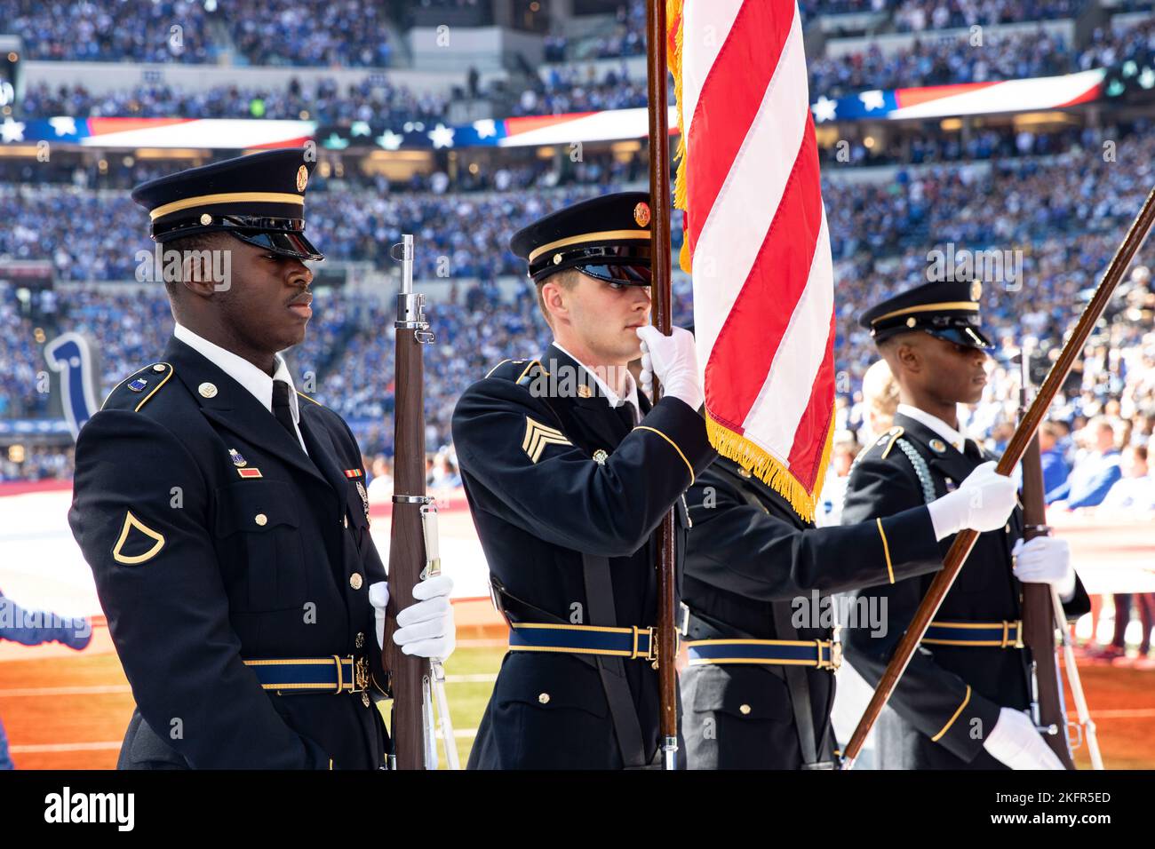 Indiana Army National Guard Honor Guard soldiers present national and ...
