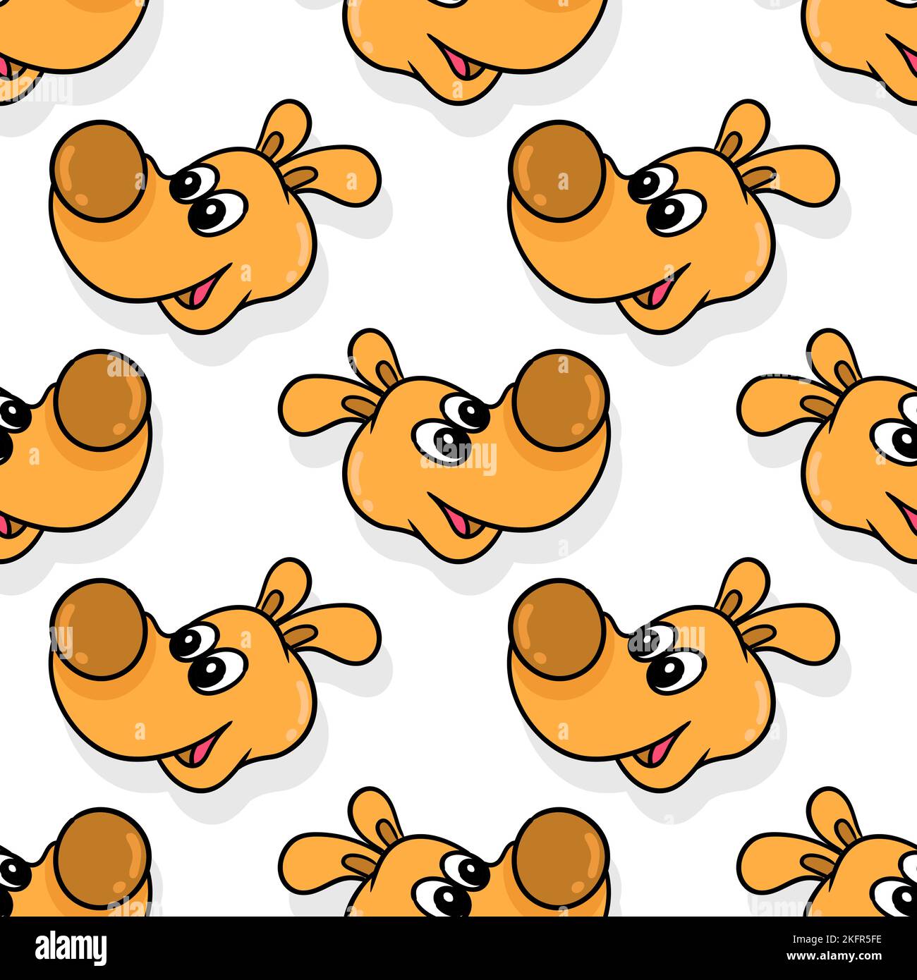 A digital illustration of a seamless pattern of cute brown dog ...