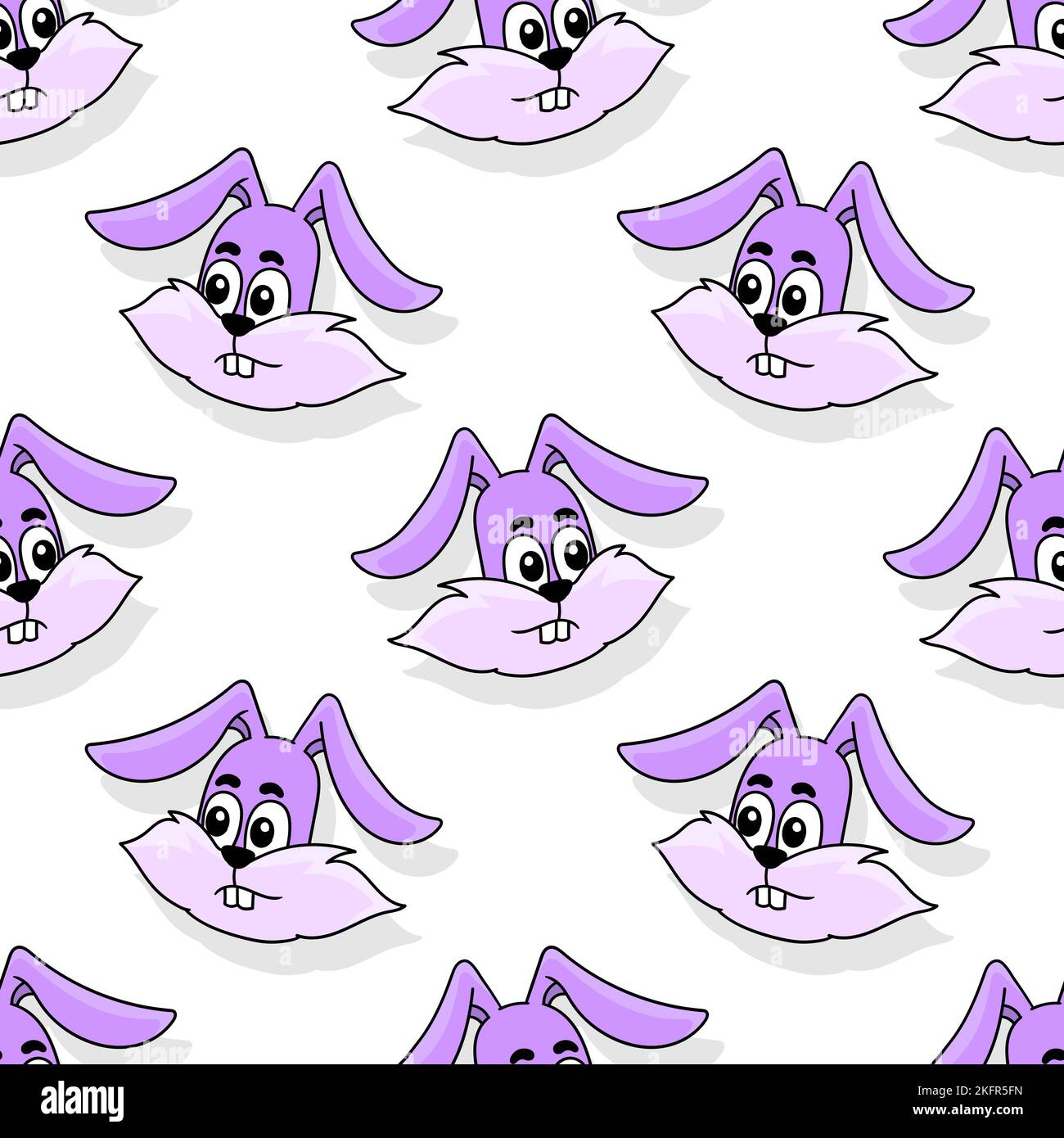 A digital illustration of a seamless pattern of cute purple rabbit ...