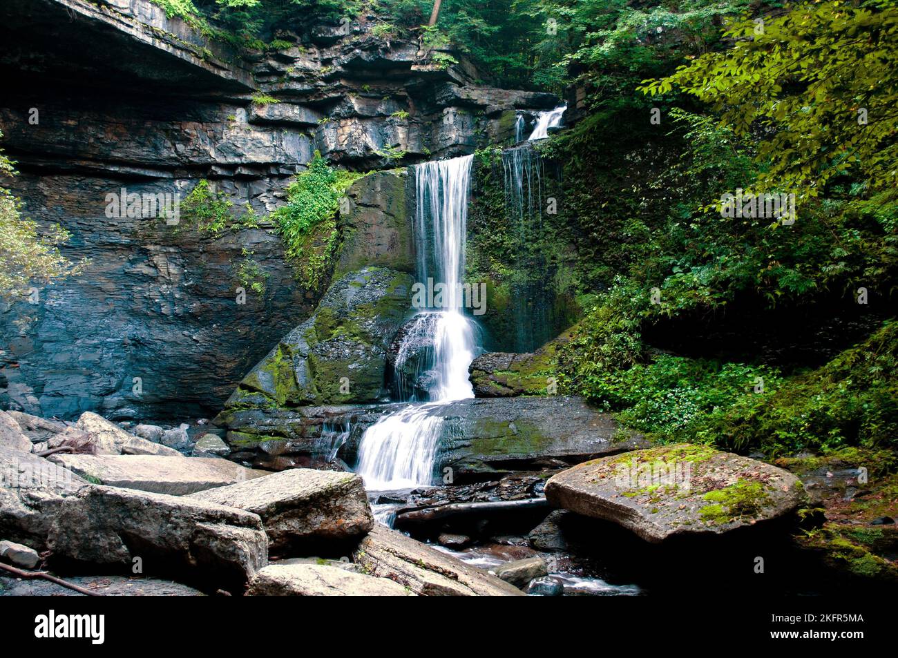 A long exposure shot of the small waterfall in the forest Stock Photo ...