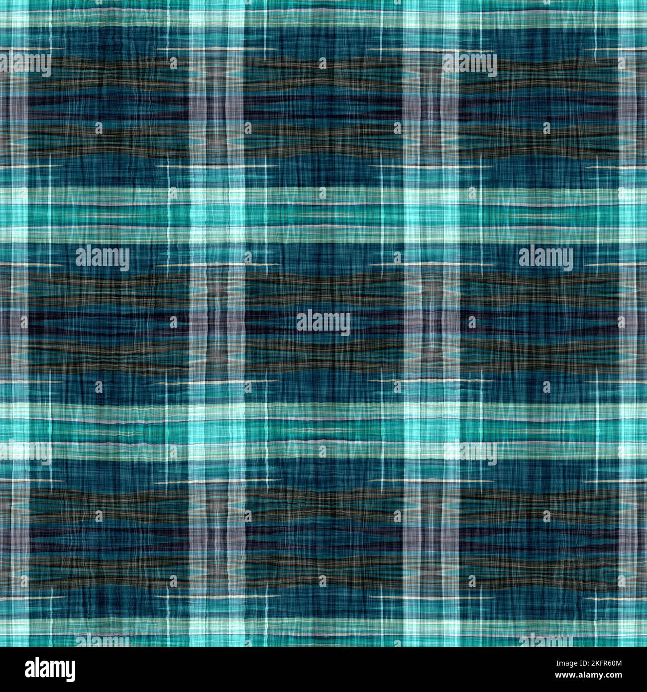 Teal rustic coastal beach house check fabric tile. Seamless sailor ...