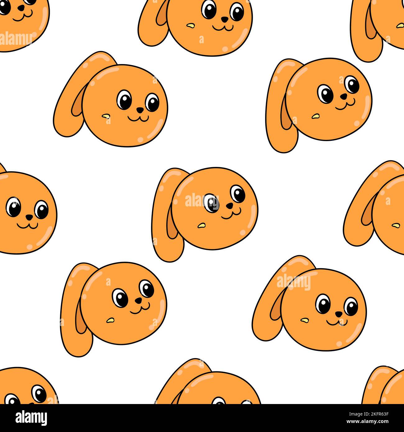 A seamless pattern vector background with cute cartoon buns with faces ...