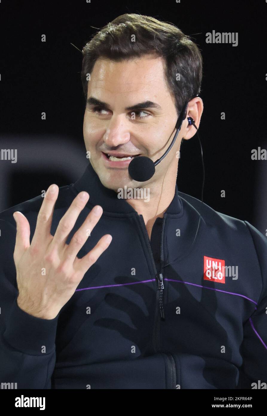 Tokyo, Japan. 19th Nov, 2022. Swiss tennis legend Roger Federer attends ...