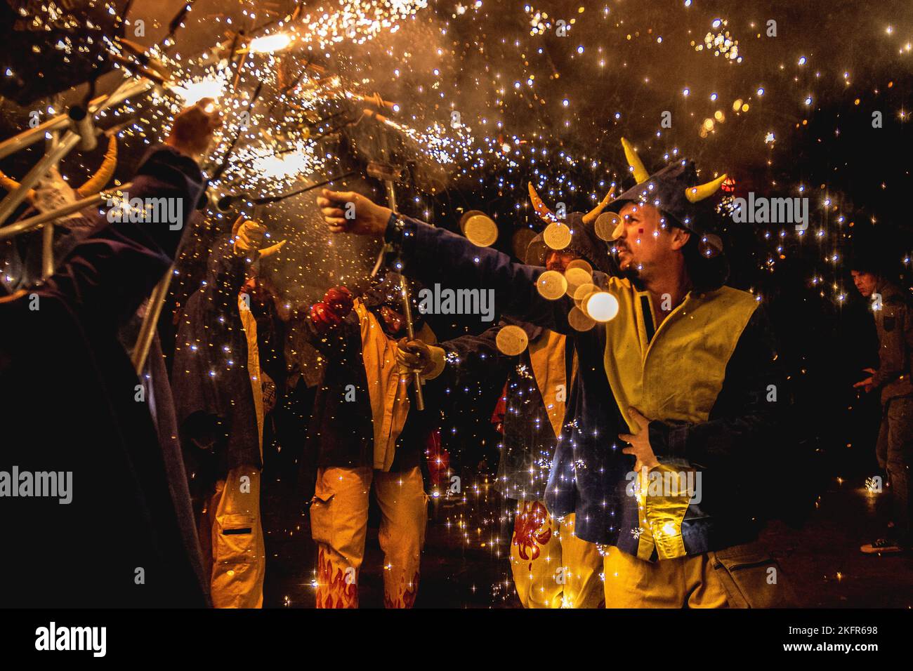 Barcelona, Spain. 19th Nov, 2022. Fire runners of the 'Diabolica de ...