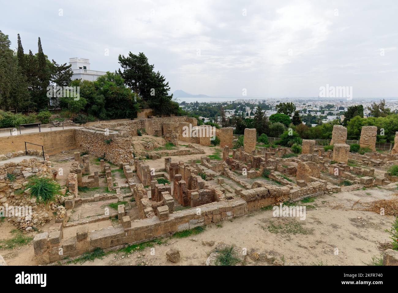 View of the historical landmark Byrsa Hill in Carthage , Tunisia ...