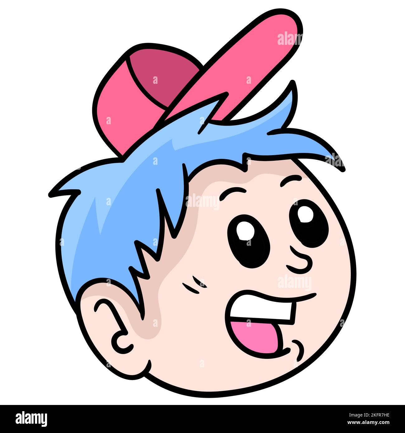 A vector illustration of a cute cartoon character of a boy with blue ...