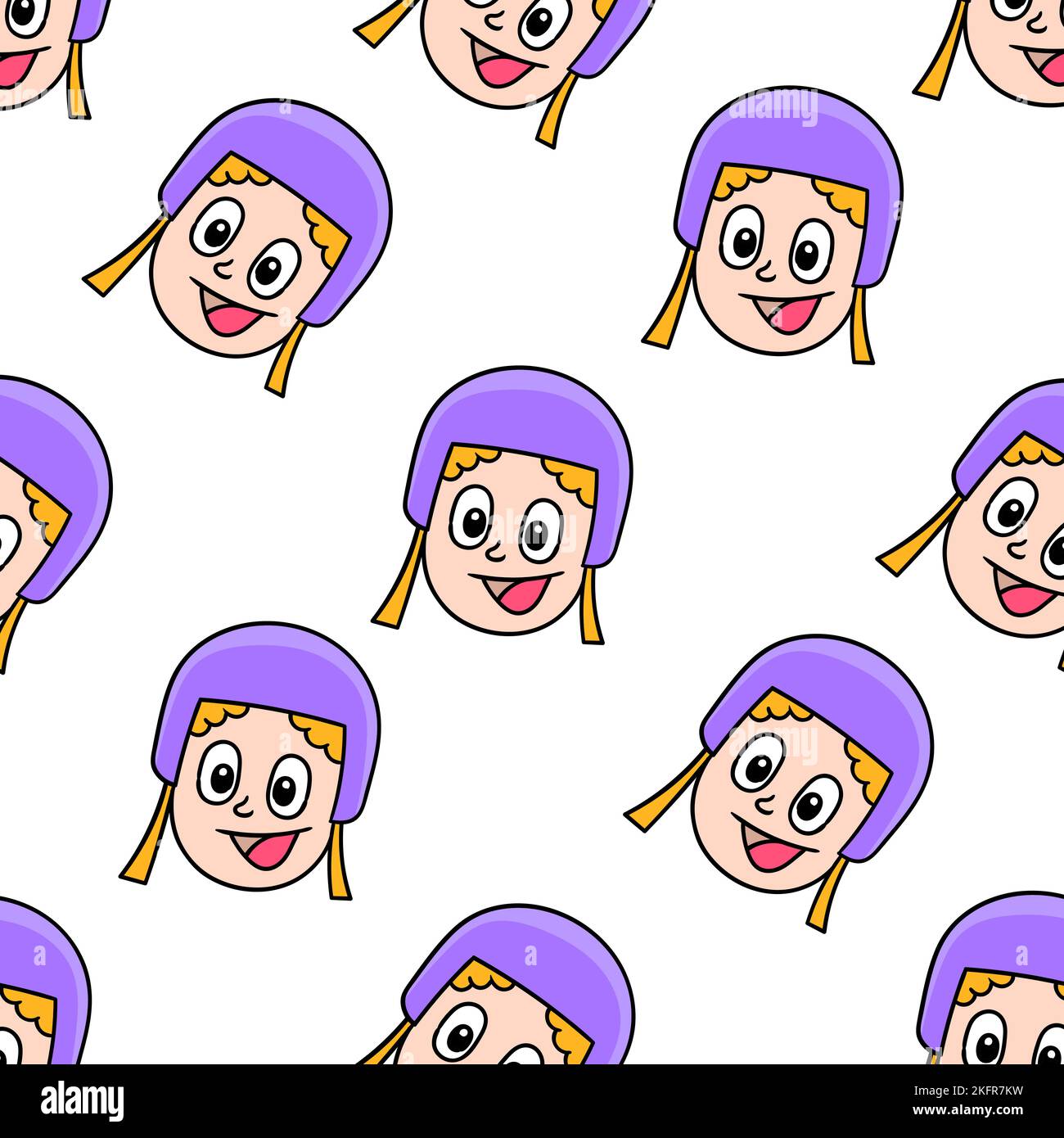 A seamless pattern background template design with faces of a kid in a ...