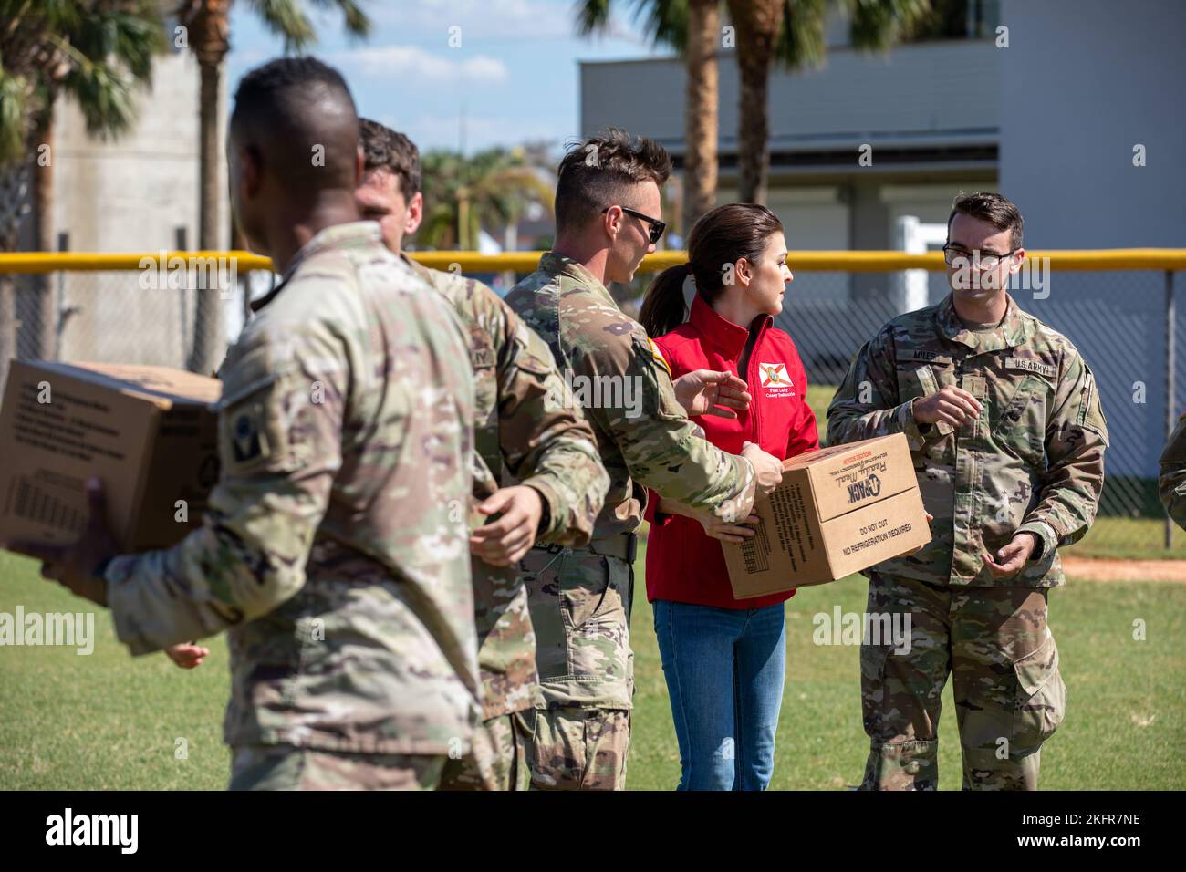 First Lady of Florida, Casey DeSantis, hands out food to the affected ...