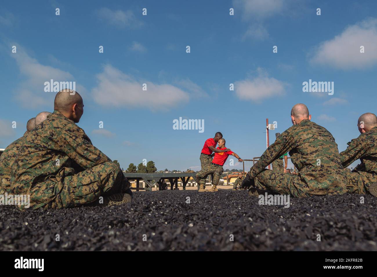 U.S Marine Corps recruits with Charlie Company, 1st Recruit Training ...